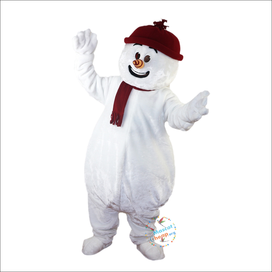 Red Hat Snowman Mascot Costume