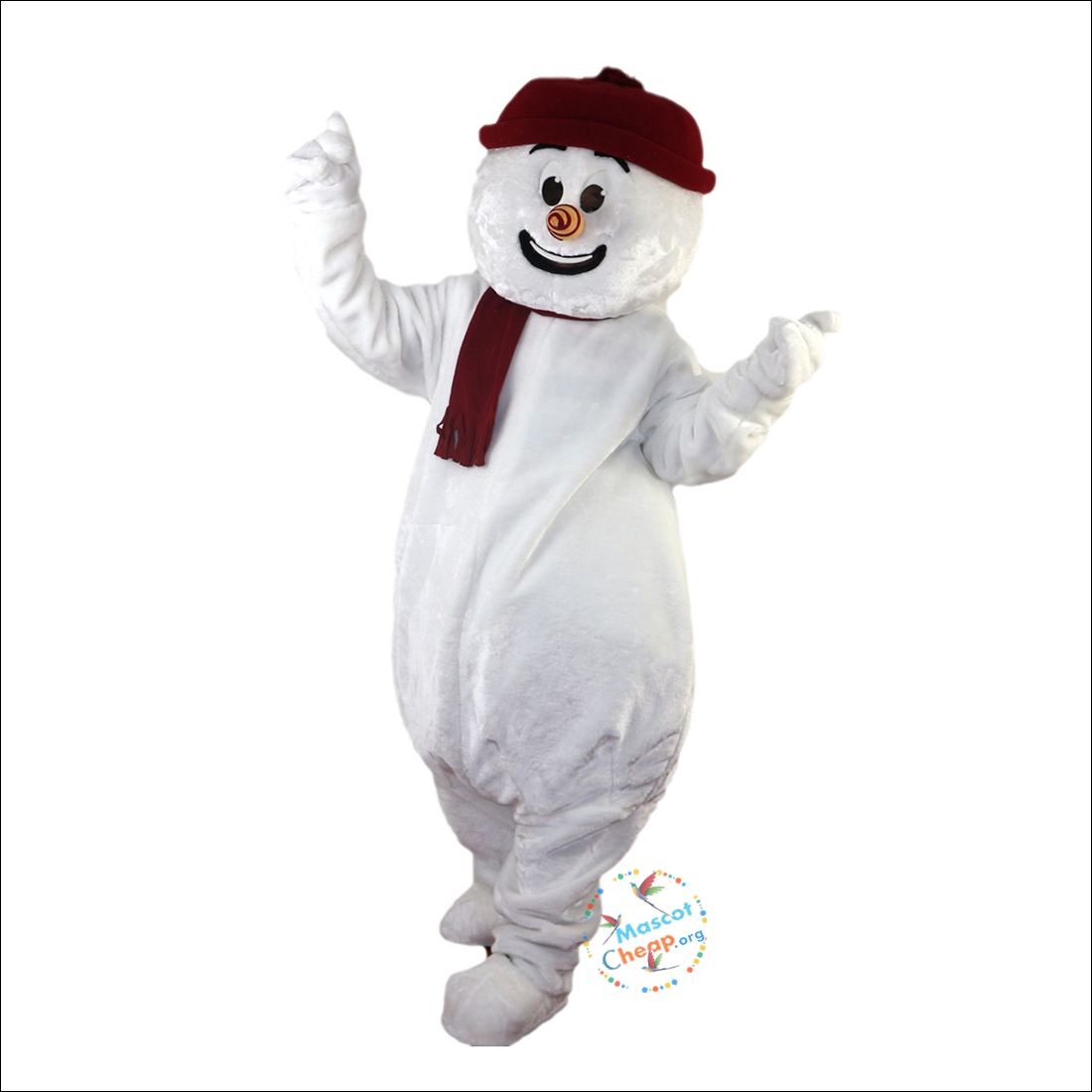 Red Hat Snowman Mascot Costume